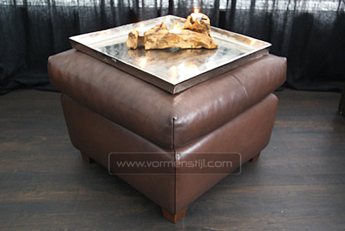 Linteloo Marconi Fauteuil met Hocker/Poef; in dik waxed zadelleer ...